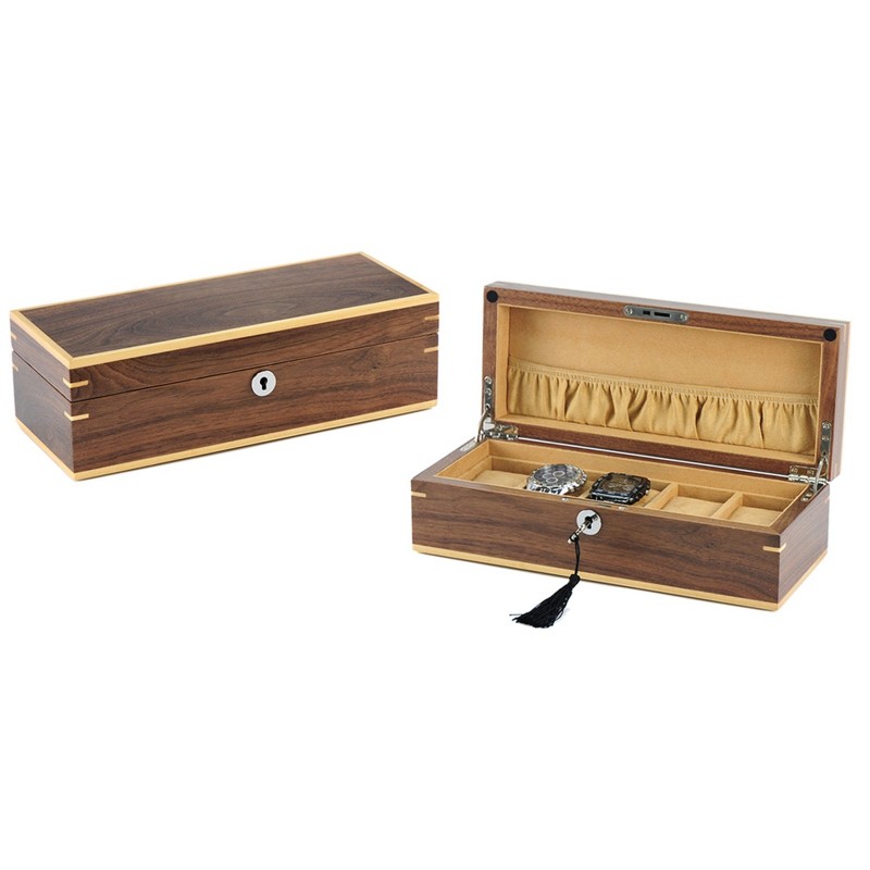 Urkasse i ægte valnød træ - opbevar 5 ure