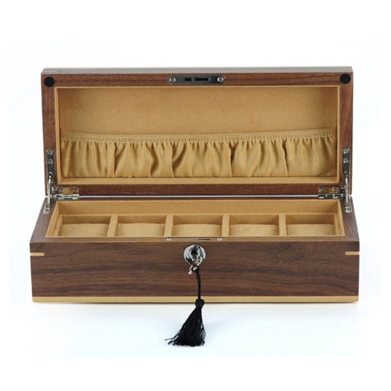 Urkasse i ægte valnød træ - opbevar 5 ure