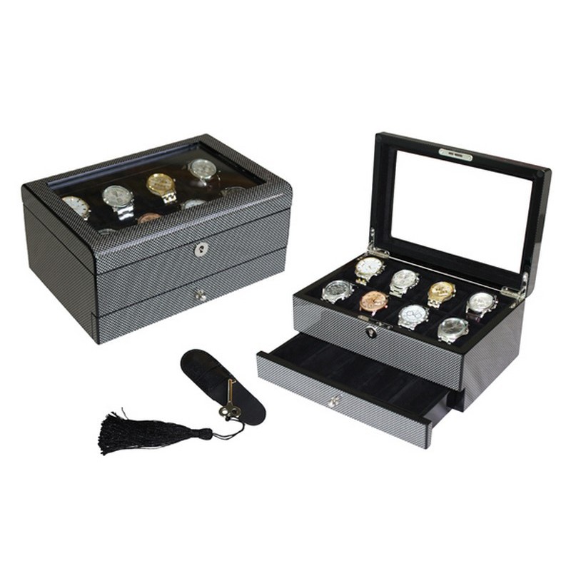 Urboks i carbon fiber look - opbevar 8 ure + smykker