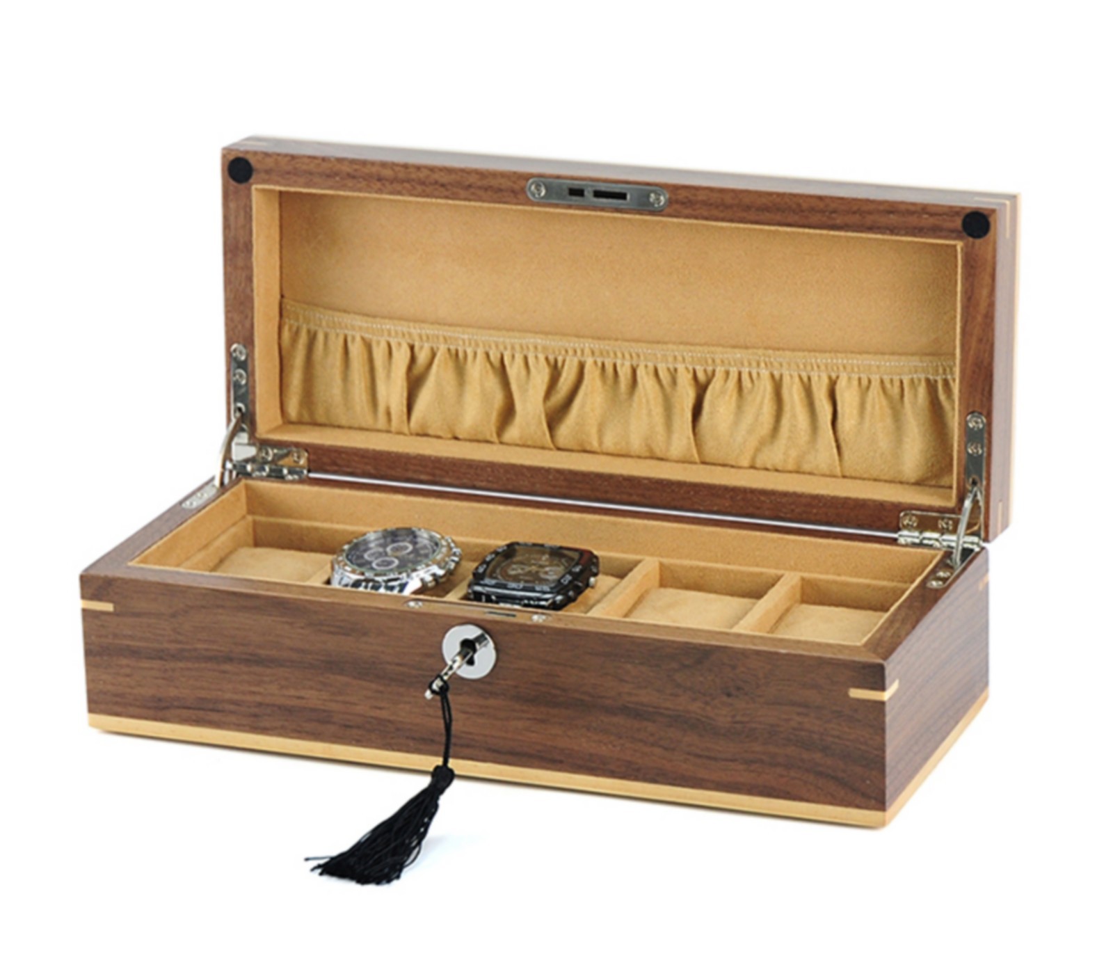 Urkasse i ægte valnød træ - opbevar 5 ure